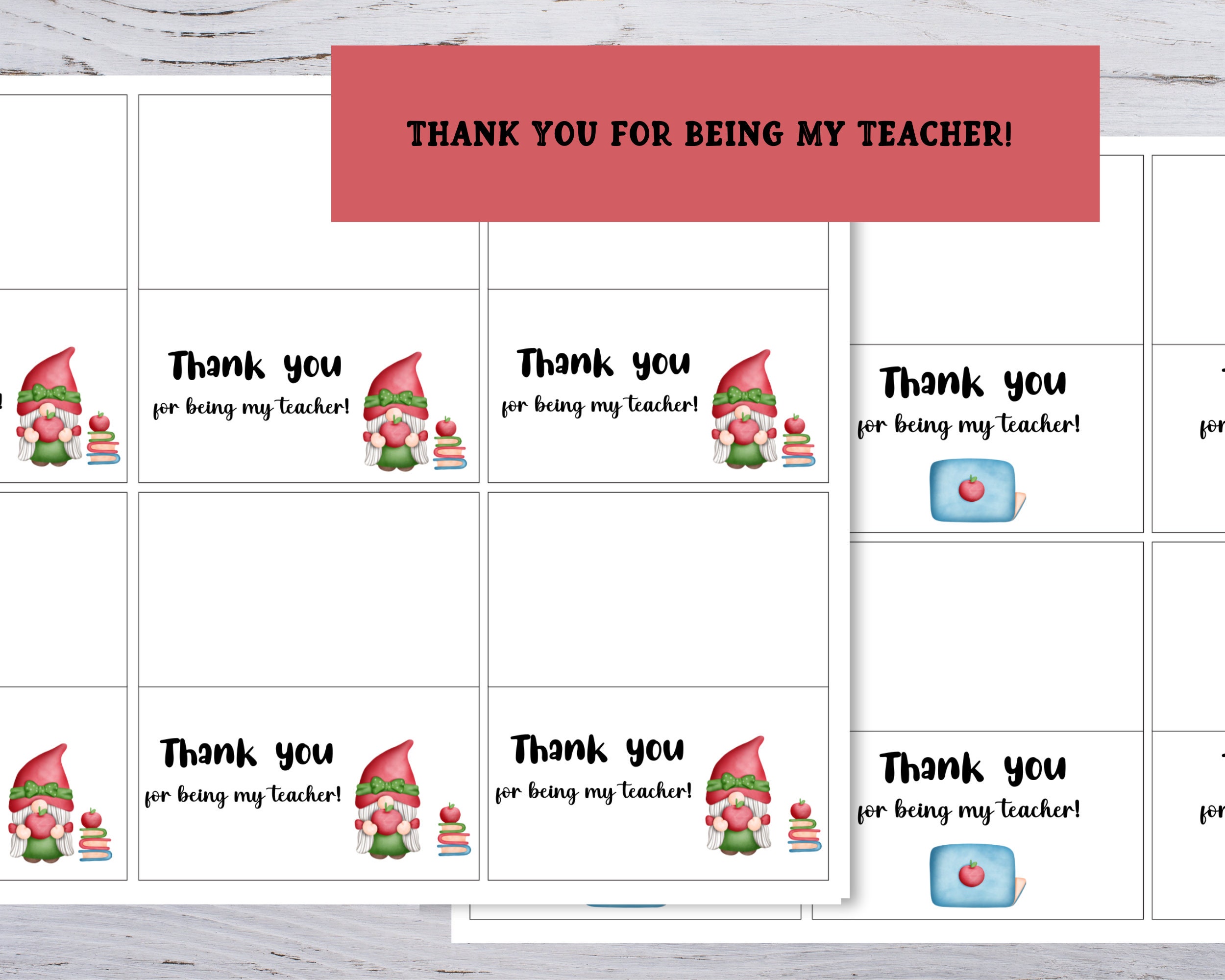 Printable Teacher Appreciation Treat Bag Toppers, Gnome Treat Bag ...