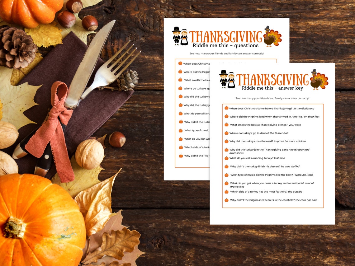 Thanksgiving Riddle Me This, Thanksgiving Trivia Game for Kids ...