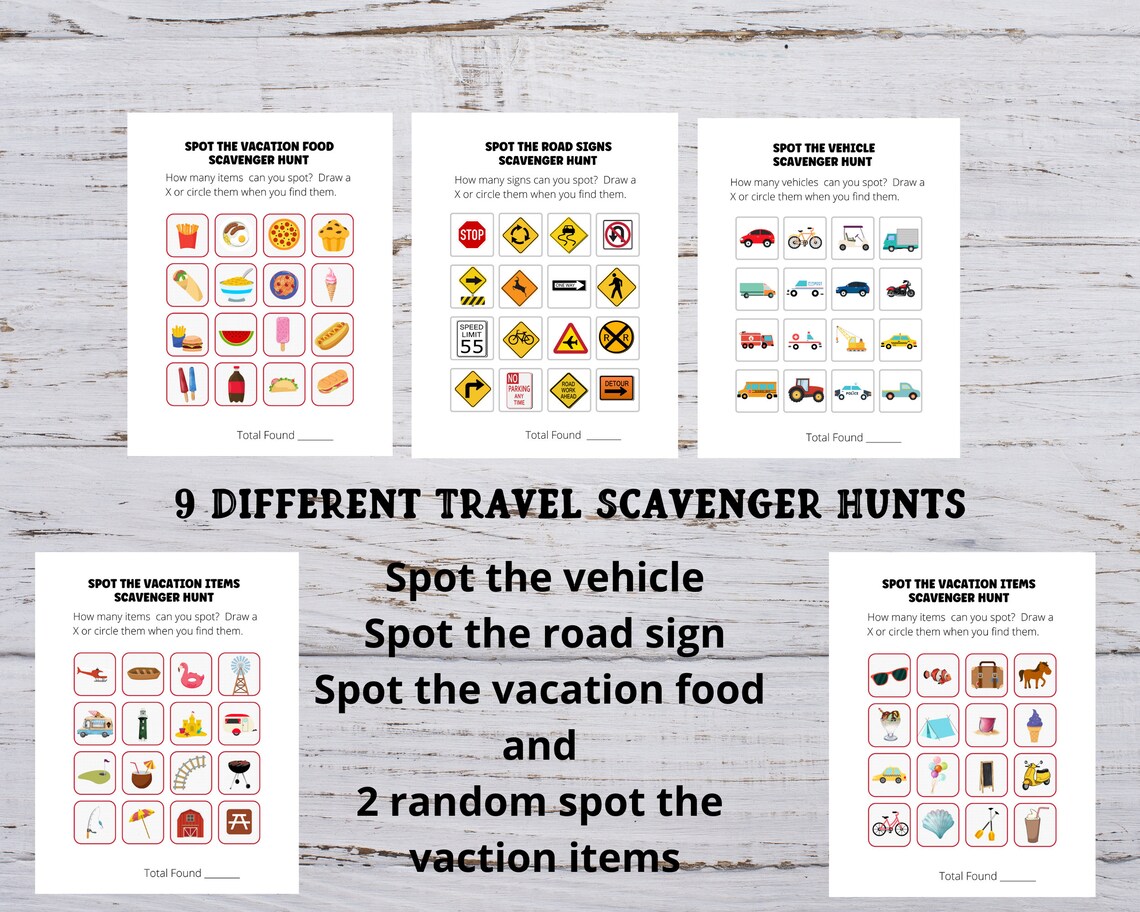 Printable Road Trip Vacation Scavenger Hunt Bundle Travel - Etsy