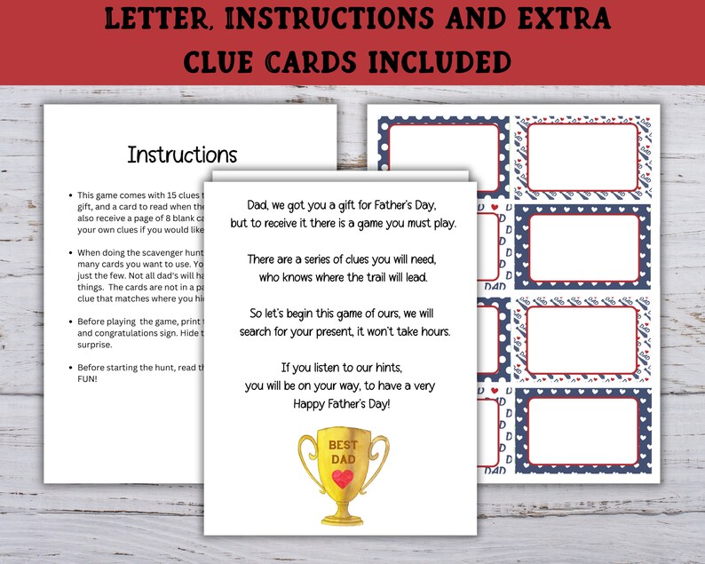 Father's Day Gift Treasure Hunt, Printable Father's Day Game, Indoor ...