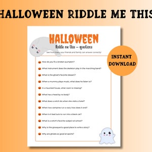 Halloween Riddle Me This Game, Party Game for Kids, Halloween Questions ...