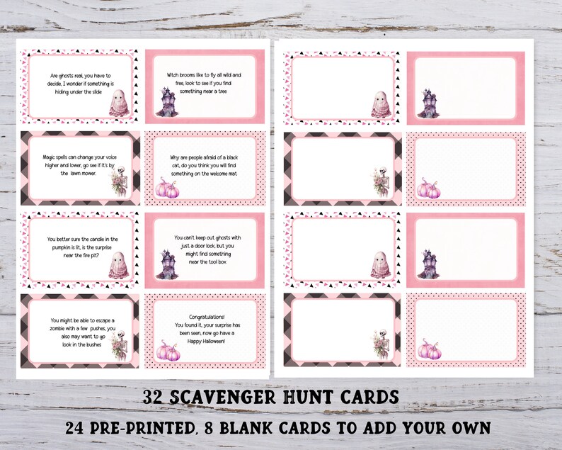 Pink Halloween Outdoor Scavenger Hunt, Halloween Scavenger Hunt ...