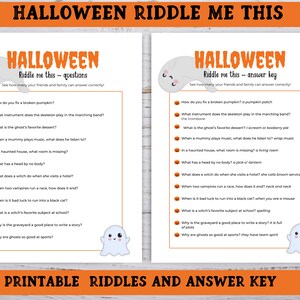 Halloween Riddle Me This Game, Party Game for Kids, Halloween Questions ...