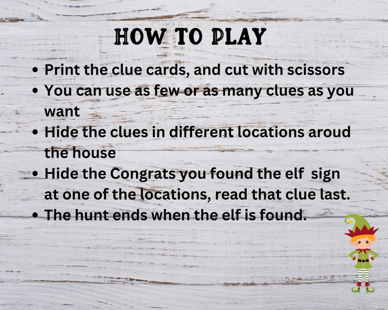 Indoor Christmas Scavenger Hunt, Christmas Treasure Hunt, Find the Elf ...