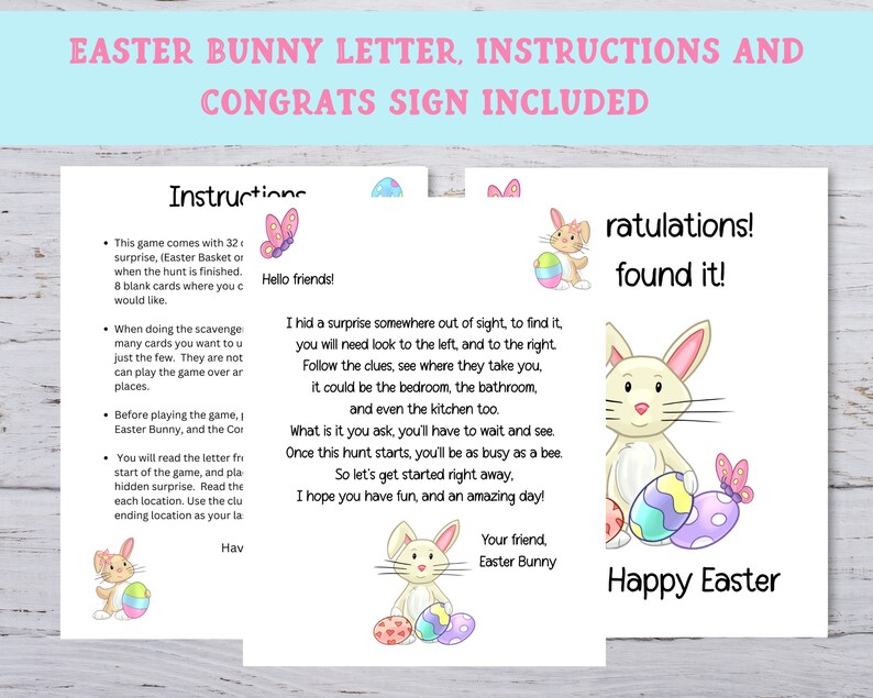 Easter Indoor Scavenger Hunt, Easter Treasure Hunt for Kids, Printable ...