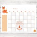 Printable Fox Fall Calendar Page, Printable Calendar Page, Fall ...