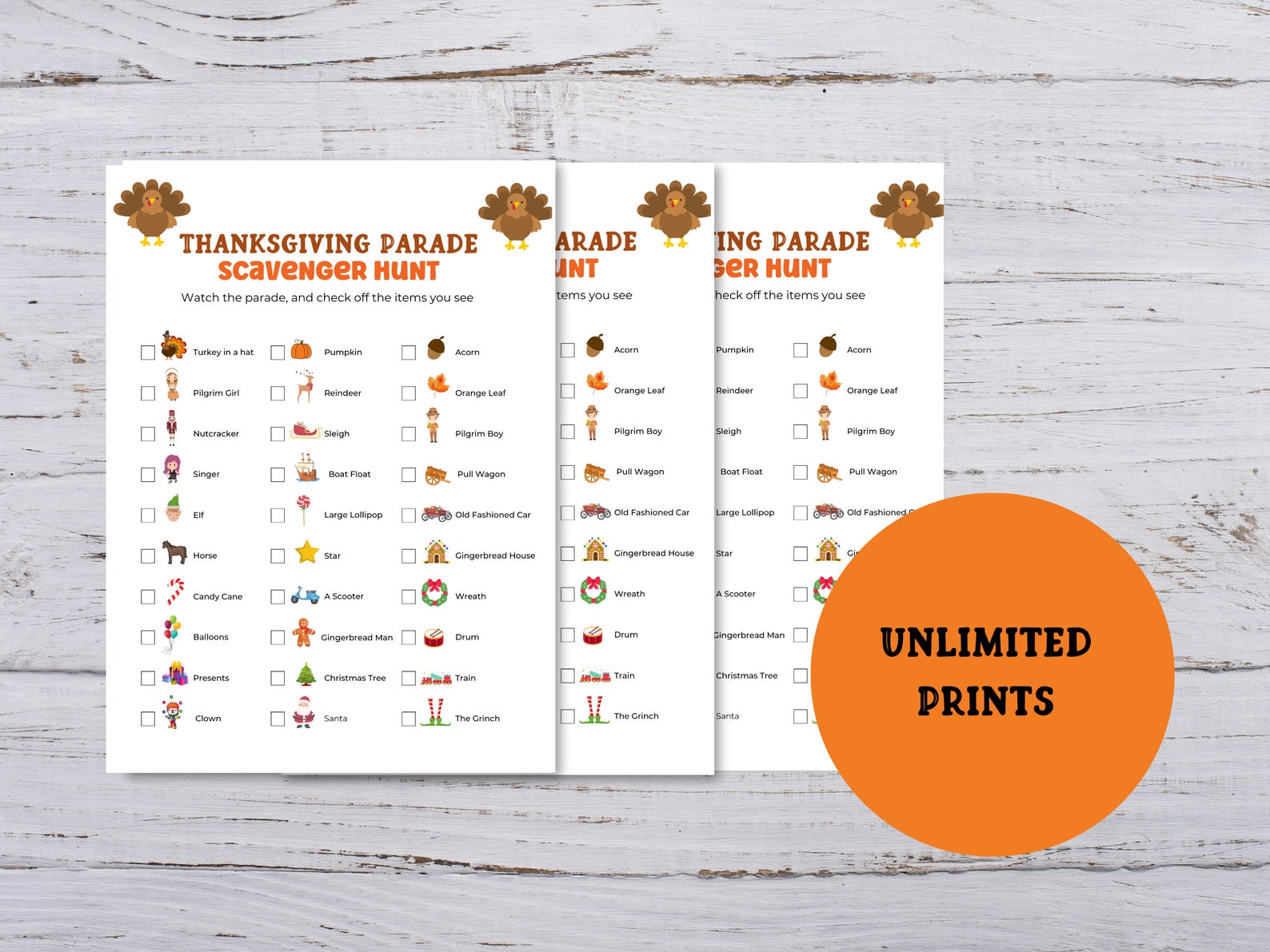 Thanksgiving Parade Scavenger Hunt Game, Printable Thanksgiving ...