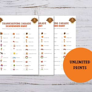 Thanksgiving Parade Scavenger Hunt Game, Printable Thanksgiving ...