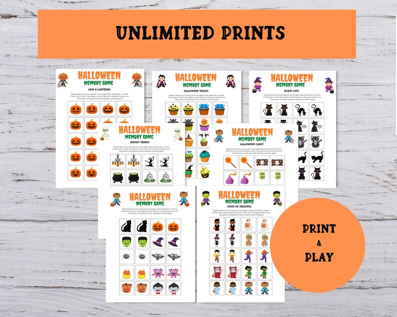 Printable Halloween Memory Game, Classroom Party Games, Halloween ...