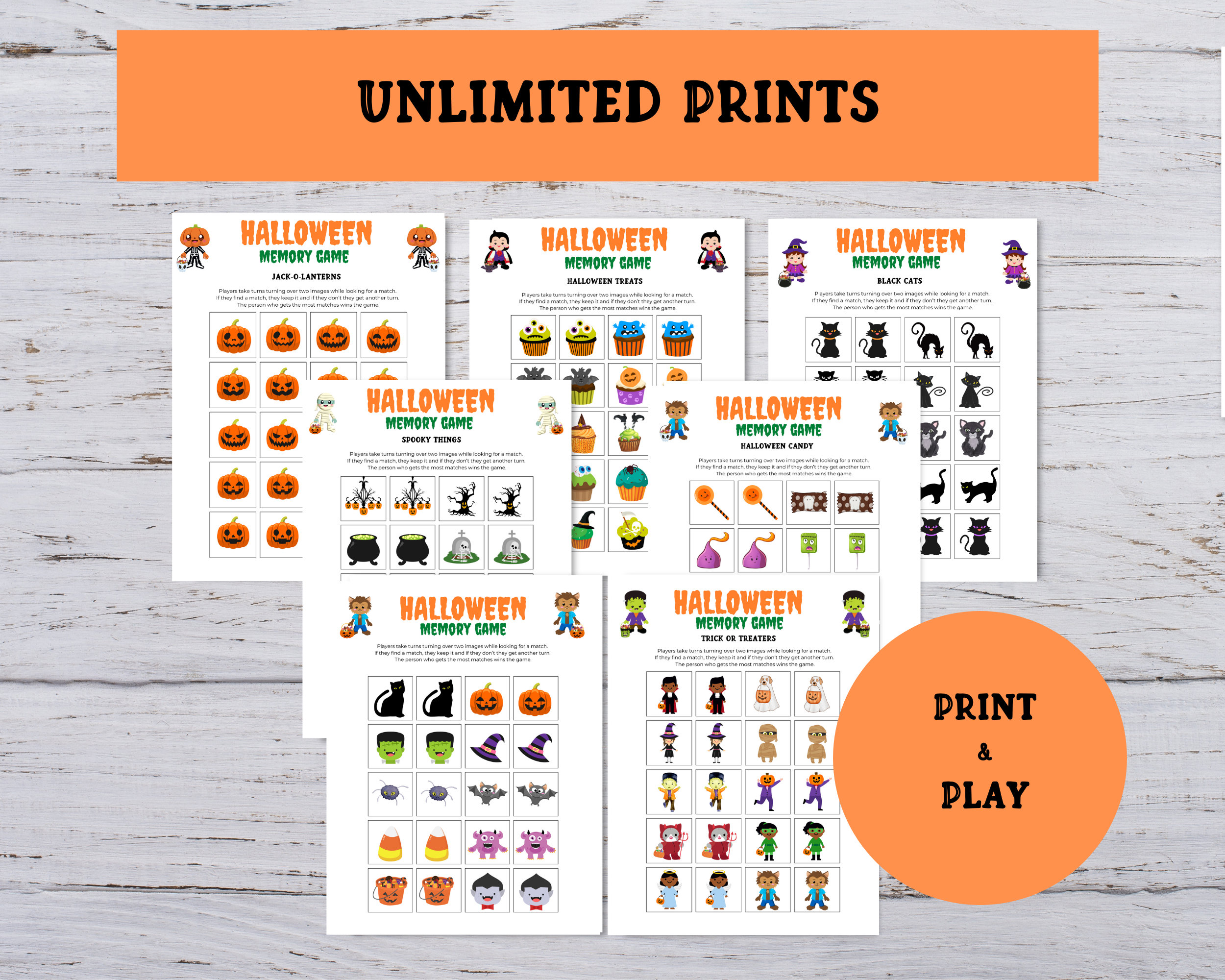 Printable Halloween Memory Game, Classroom Party Games, Halloween ...