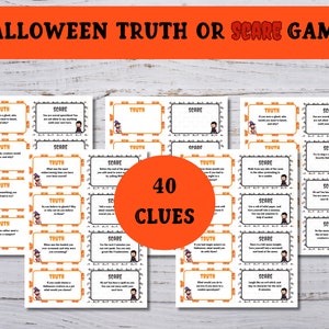 Truth or Scare Game for Kids, Printable Halloween Party Game, Tween ...