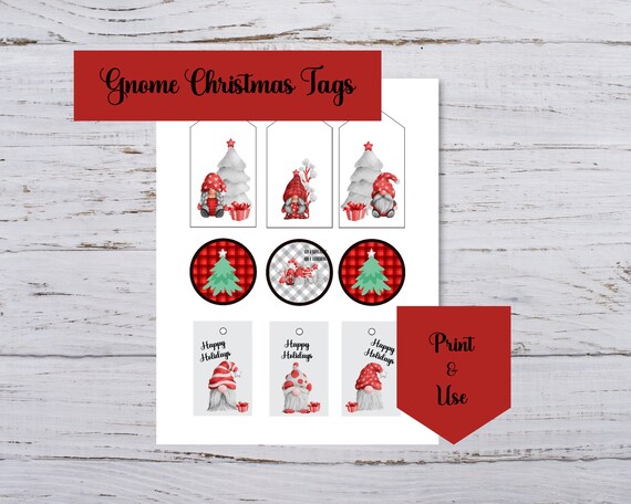 Printable Gnome Christmas Tags Gift Tags Printable Gift - Etsy