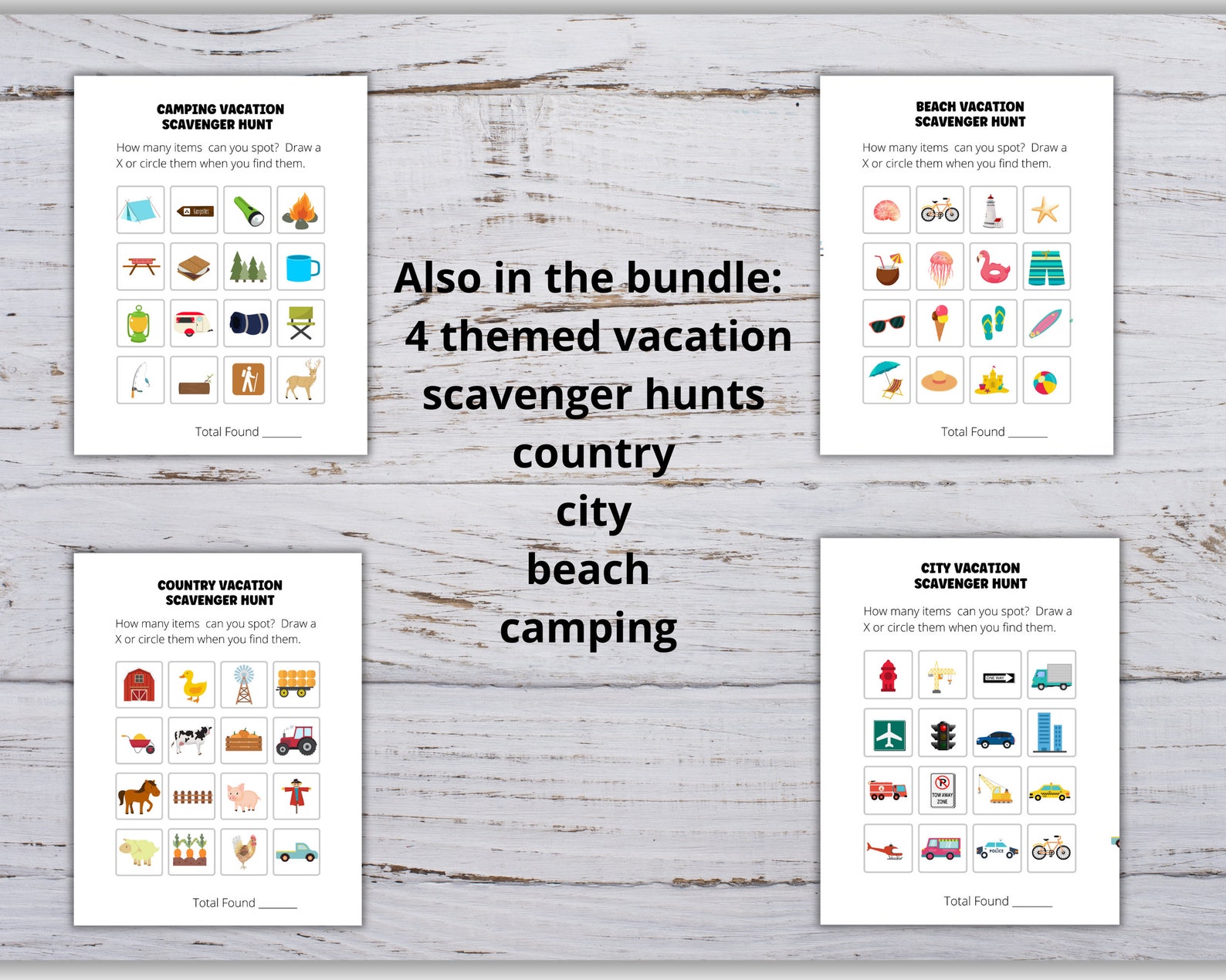 Printable Road Trip Vacation Scavenger Hunt Bundle, Travel Games ...