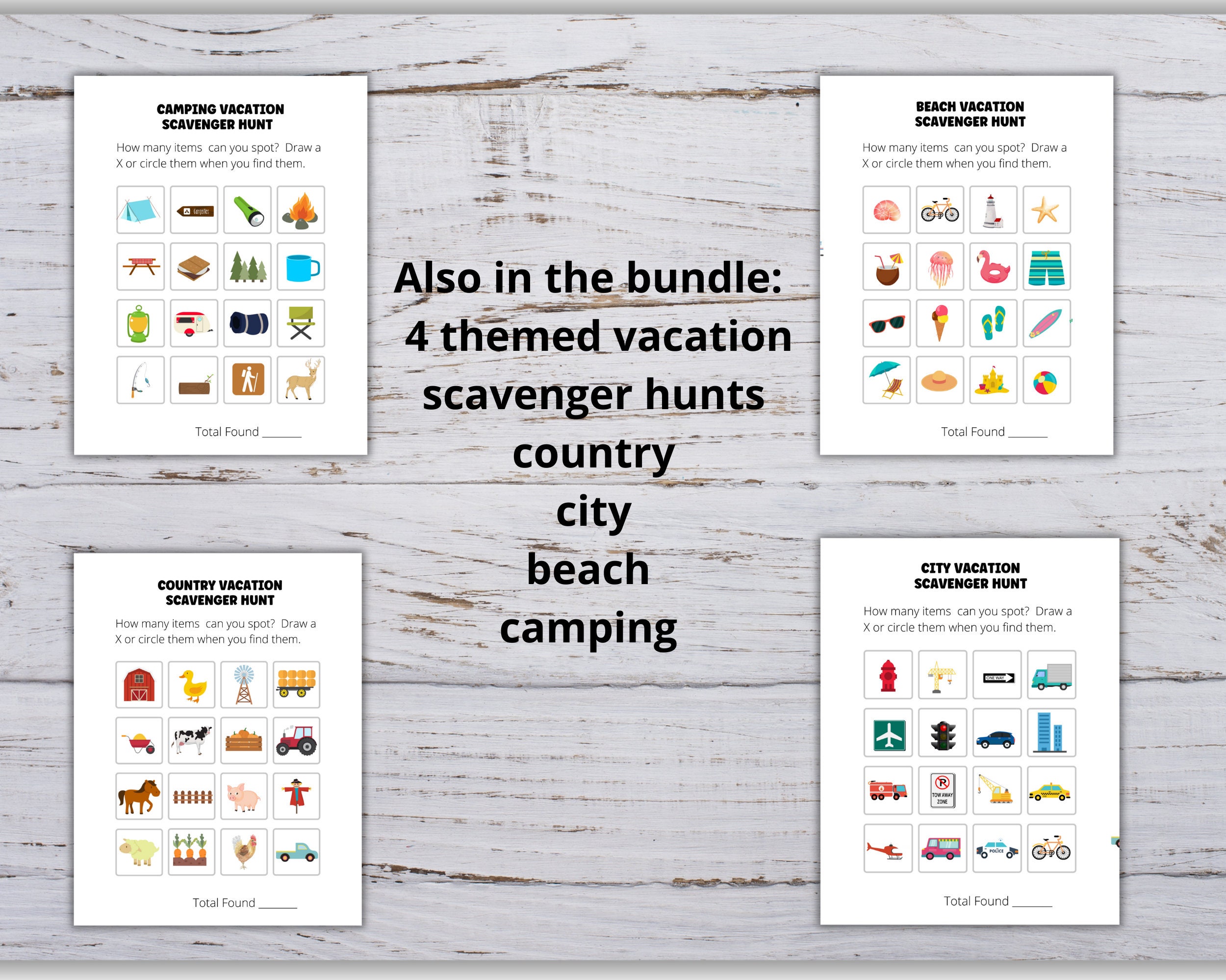 Printable Road Trip Vacation Scavenger Hunt Bundle, Travel Games ...