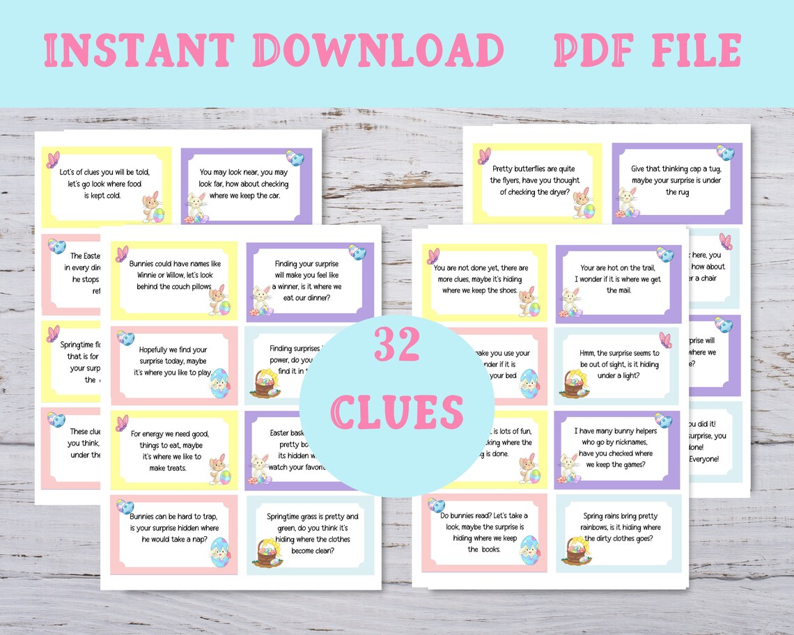 Easter Indoor Scavenger Hunt, Easter Treasure Hunt for Kids, Printable ...