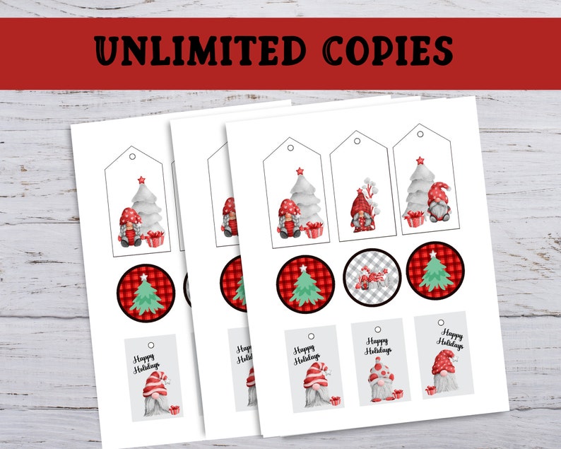 Printable Gnome Christmas Tags, Gift Tags, Printable Gift Tags, Holiday ...