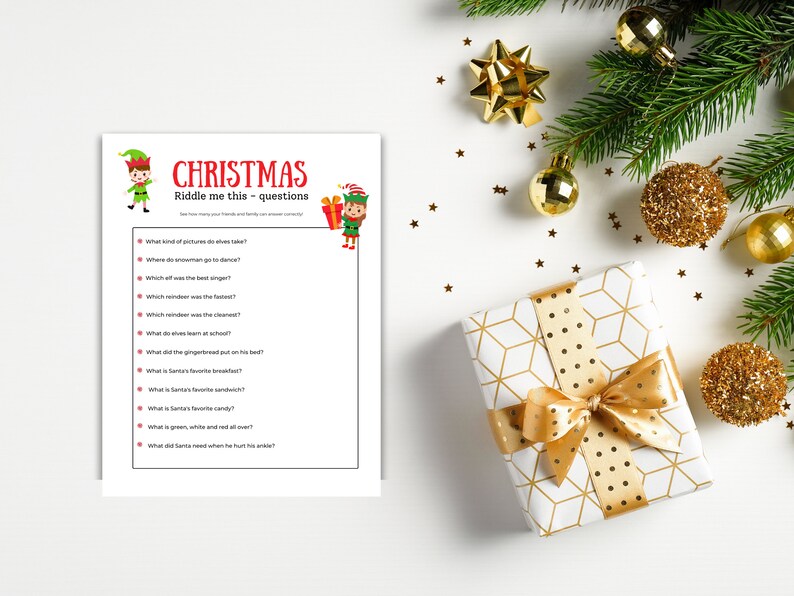 Christmas Riddle Me This Game, Printable Christmas Game for Kids ...