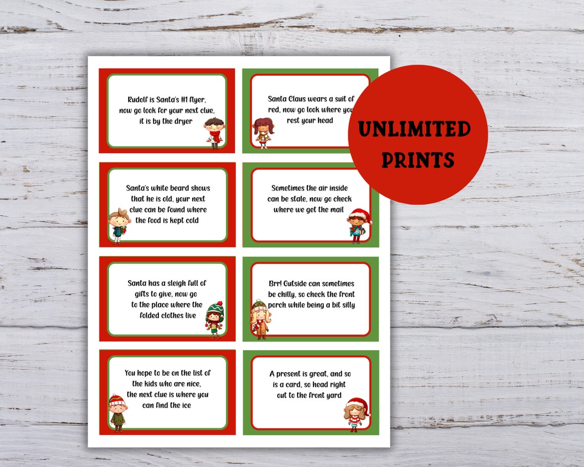 Printable Indoor Christmas Scavenger Hunt, Christmas Treasure Hunt ...