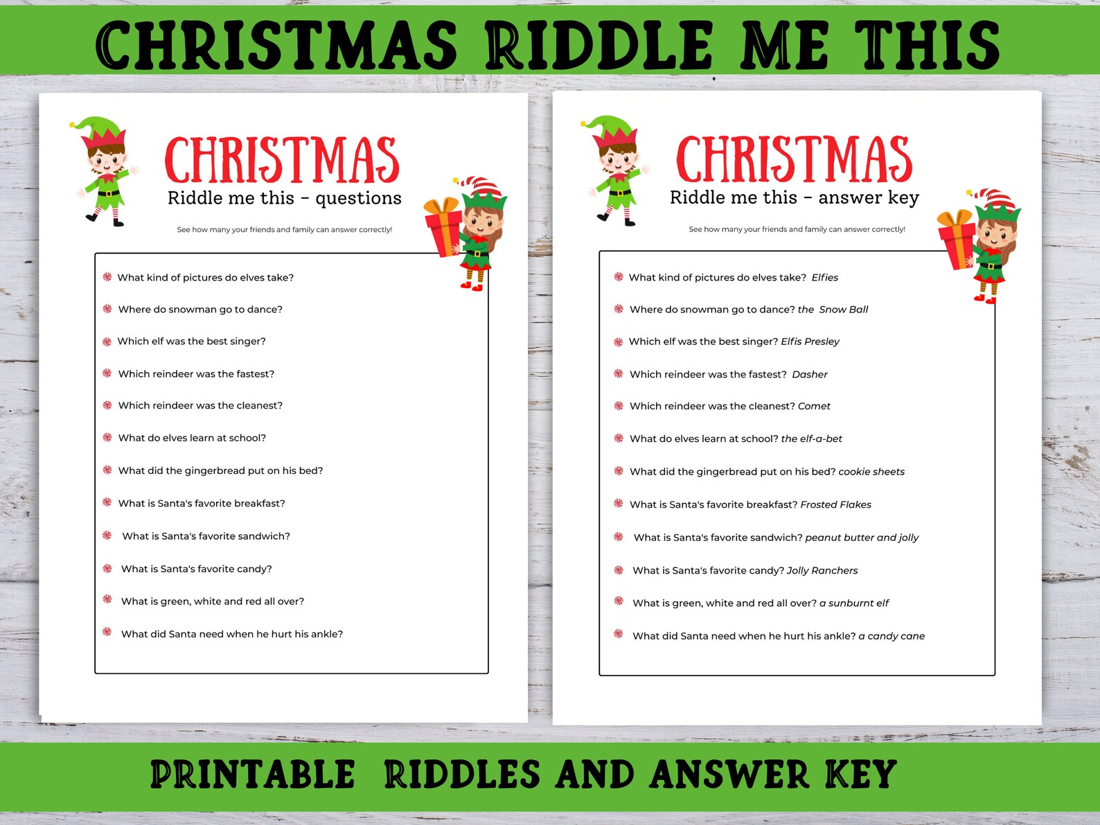 Christmas Riddle Me This Game, Printable Christmas Game for Kids ...