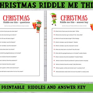 Christmas Riddle Me This Game, Printable Christmas Game for Kids ...