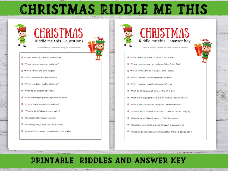 Christmas Riddle Me This Game, Printable Christmas Game for Kids ...