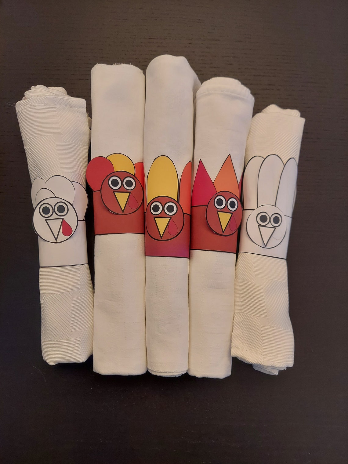 Thanksgiving Printable Napkin Rings Kit, Turkey Craft Kit for Kids ...