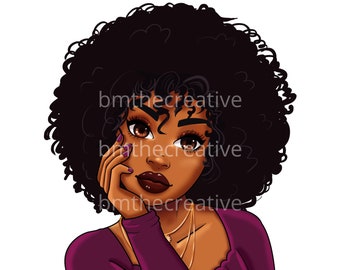 Black Afro Woman Clipart Africa's Braids PNG DIGITAL Download for T ...
