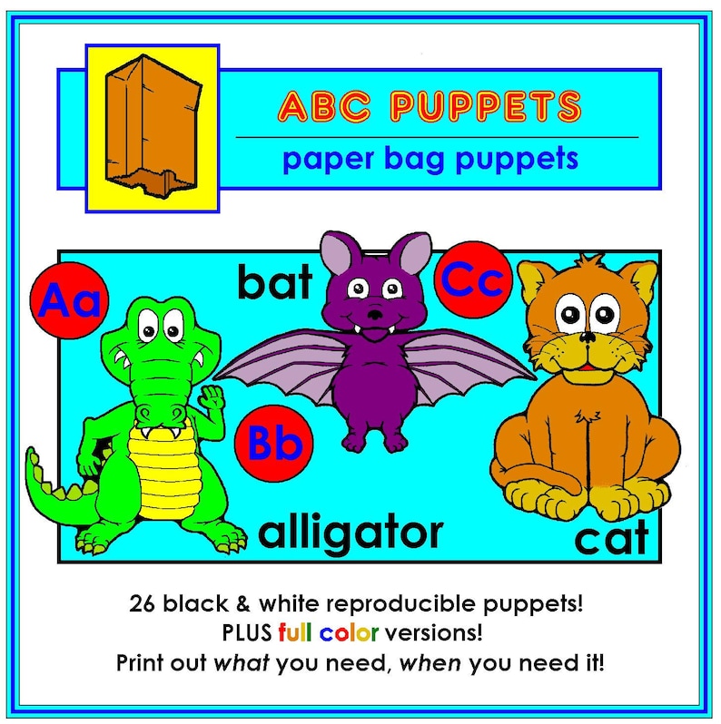 ABC Paper Bag Puppets - One for Each Letter of the Alphabet - Etsy