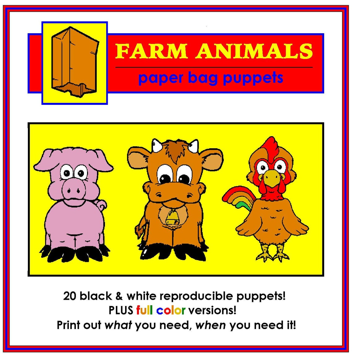 Farm Animal Paper Bag Puppets - Etsy