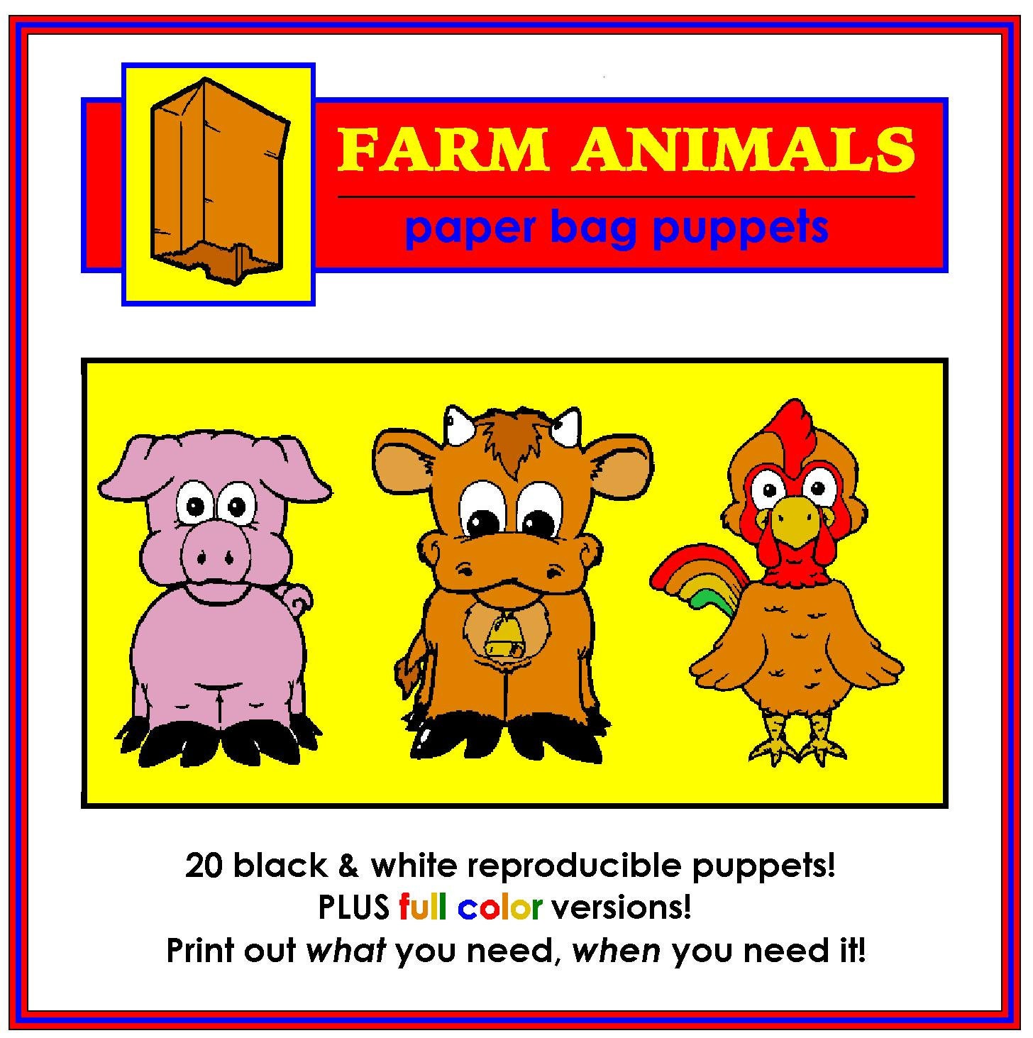 Farm Animal Paper Bag Puppets - Etsy