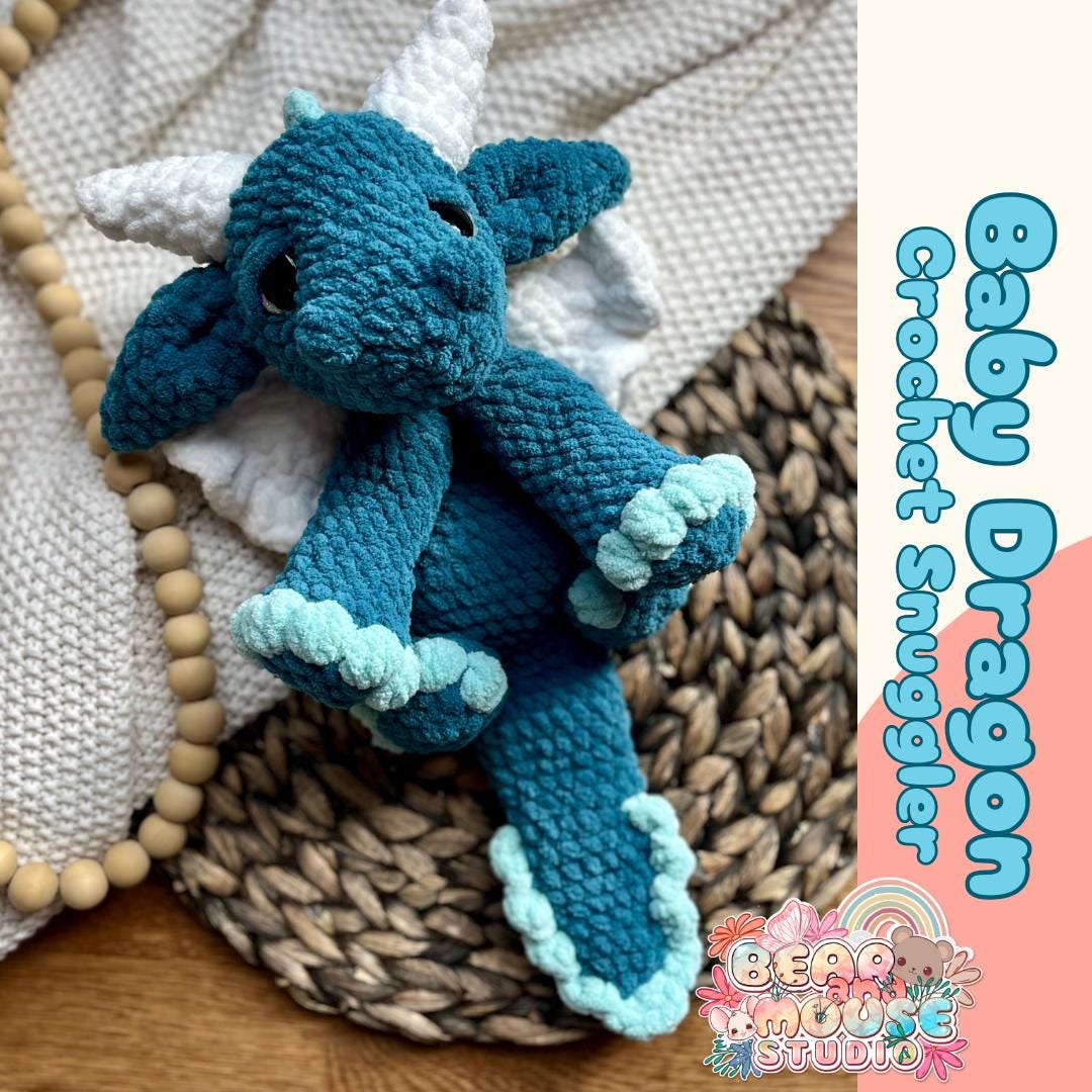 Crochet Baby Dragon Snuggler, Heirloom Quality Plushie, Fantasy Dragon ...