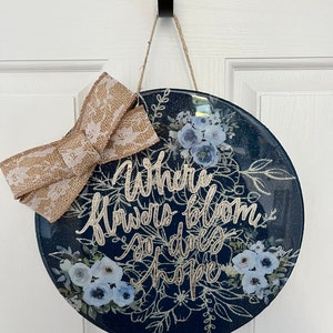Floral Door Sign, Door Decor, Motivational Decor, Door Hanger ...