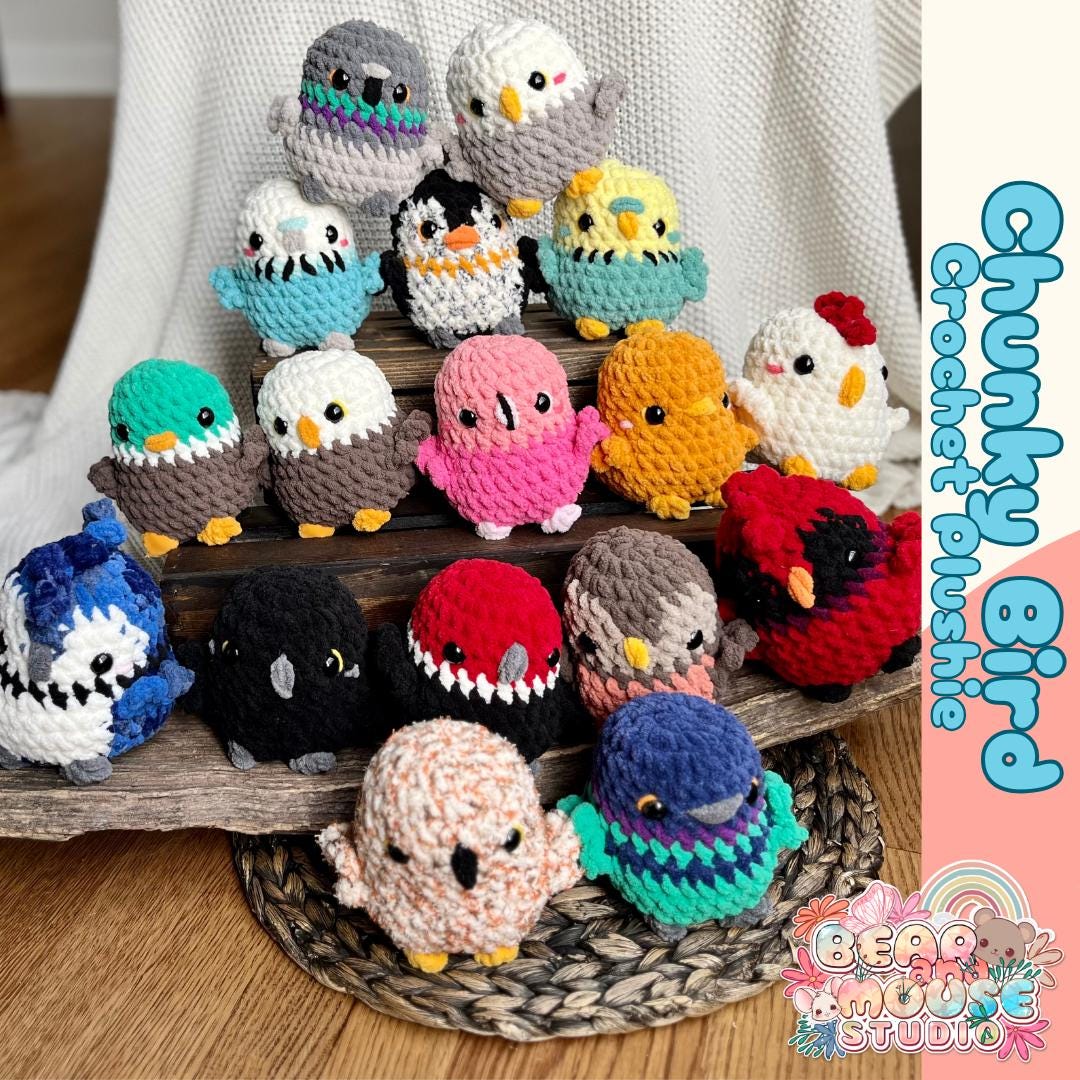 Chunky Bird Crochet Plushie - Cute Handmade Chubby Bird - Amigurumi ...