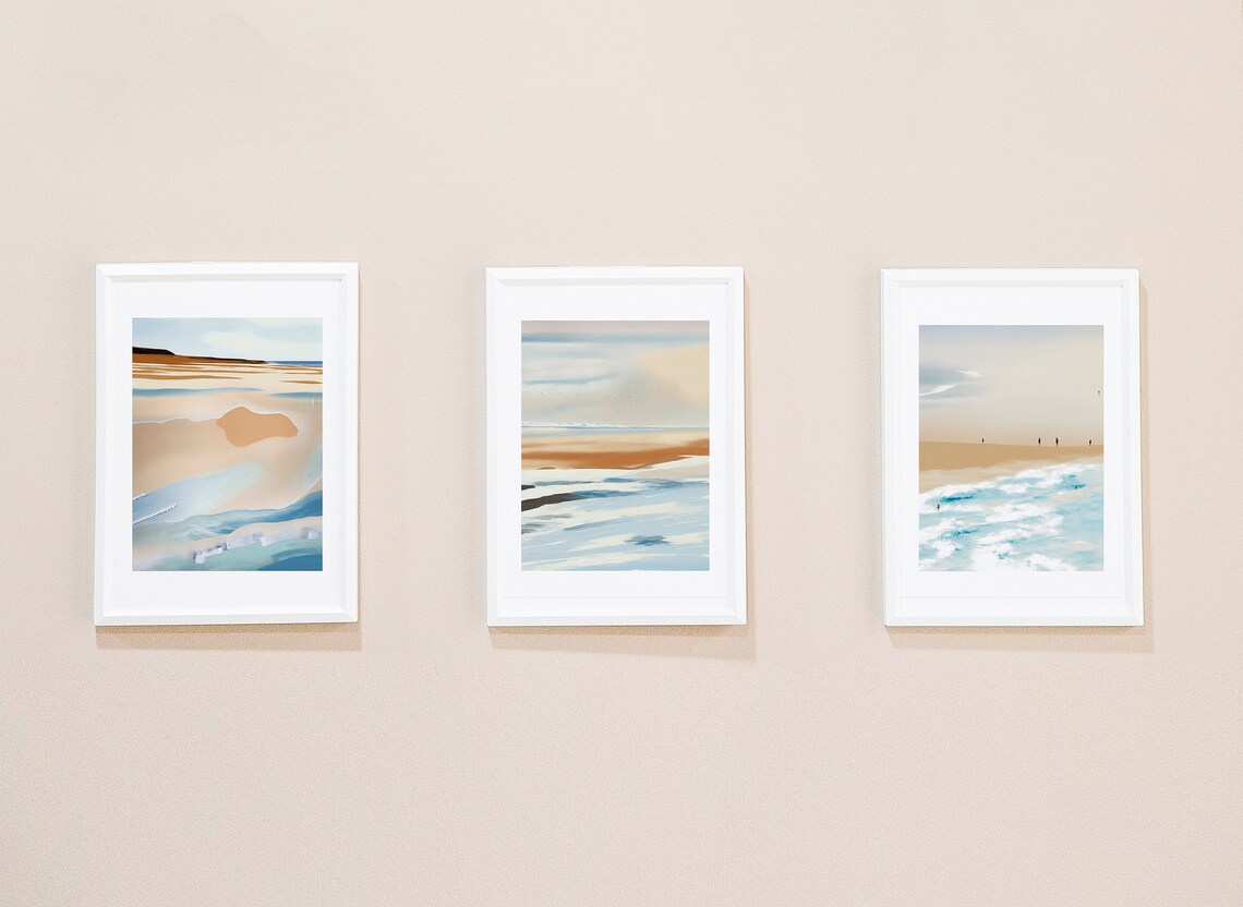 Set of 3 Seaside Print Fine Art Print Beach Wall Art Sea - Etsy