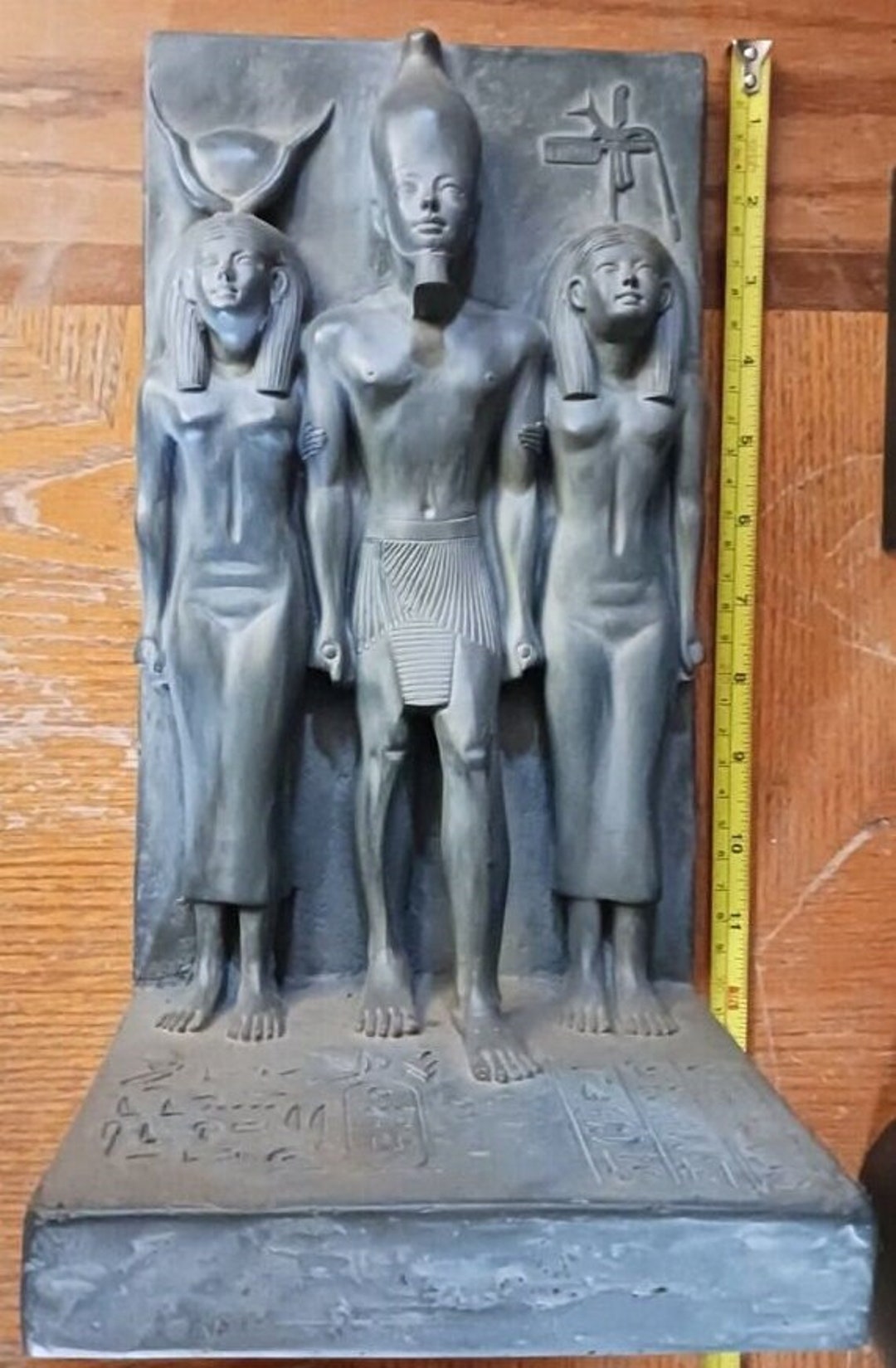 Egyptian Triad of Mycerinus Artifact Carved Sculpture Statue 13" AGI Artisans Guild ...