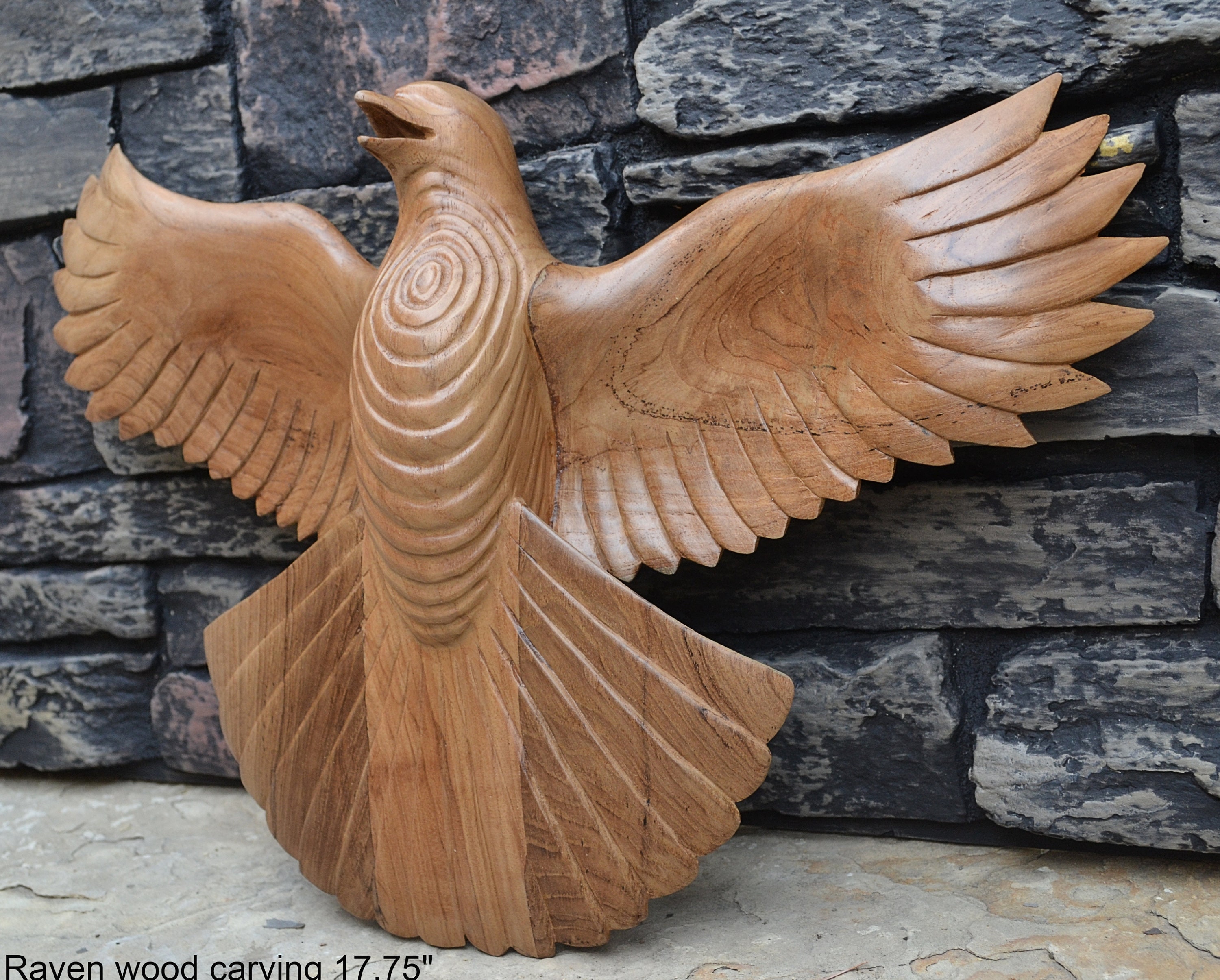 Raven wood carving Hand made 17.5 - Etsy 日本