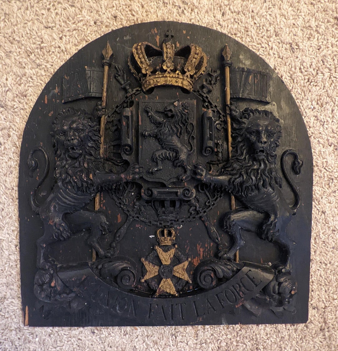 Coat of arms L’Union Fait La Force wall plaque relief statue sculpture ...