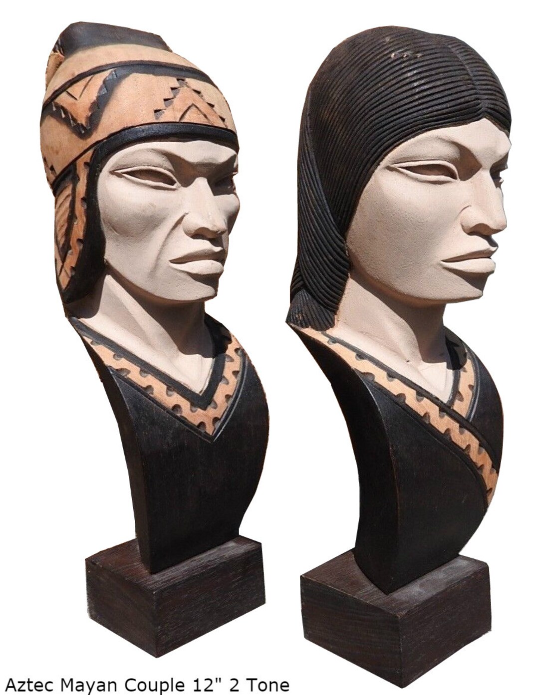 Aztec Mayan Indigenous Couple Statue Sculpture 12" Wood Carving - Etsy