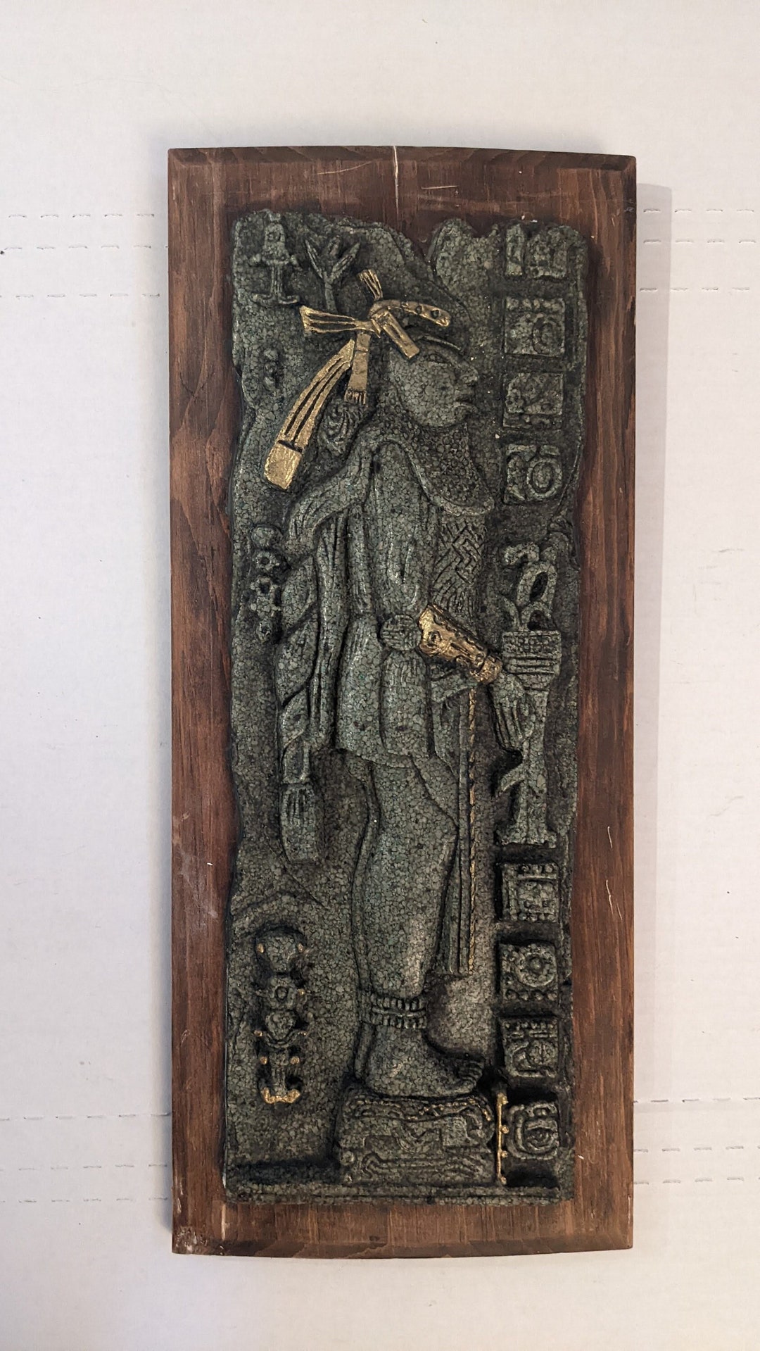 Aztec Mayan Temple Cross Left Side King Pakal Carving Wall Plaque ...