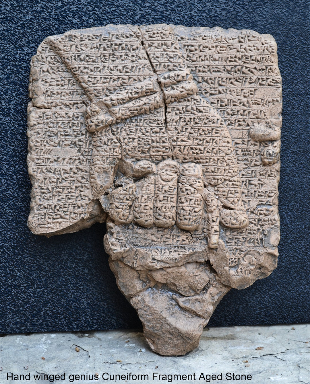 Sumerian Cuneiform Fragment Hand Guda Winged Genius Sculpture Wall ...