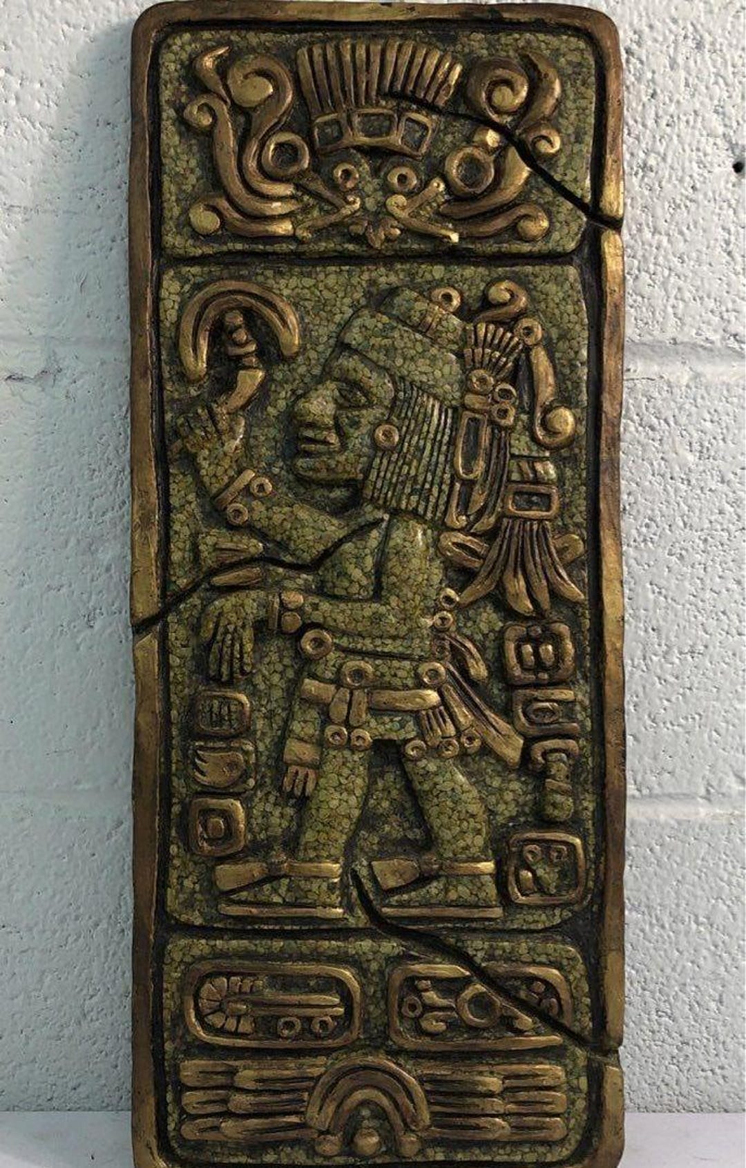 Aztec Maya Codex Artifact Carved Deity Sculpture Statue 20" Malachite ...