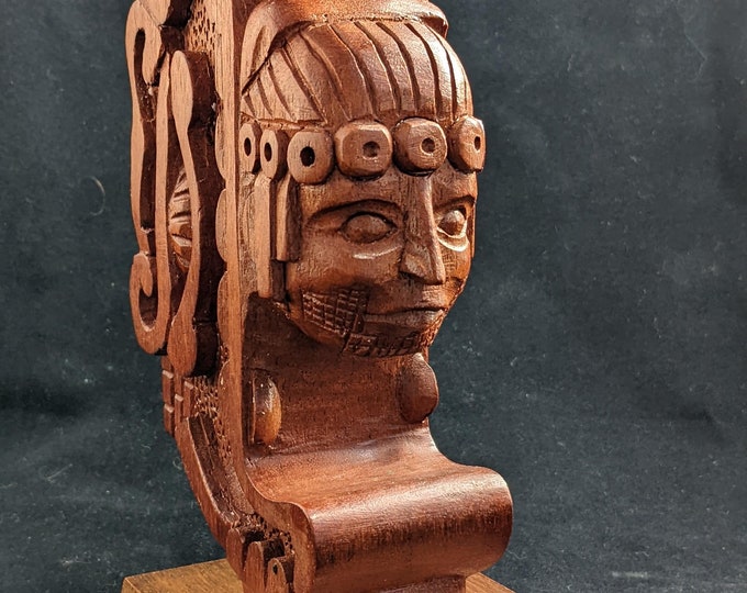 Aztec Mayan Queen of Uxmal Architectural Element Bust Sculpture Wood ...