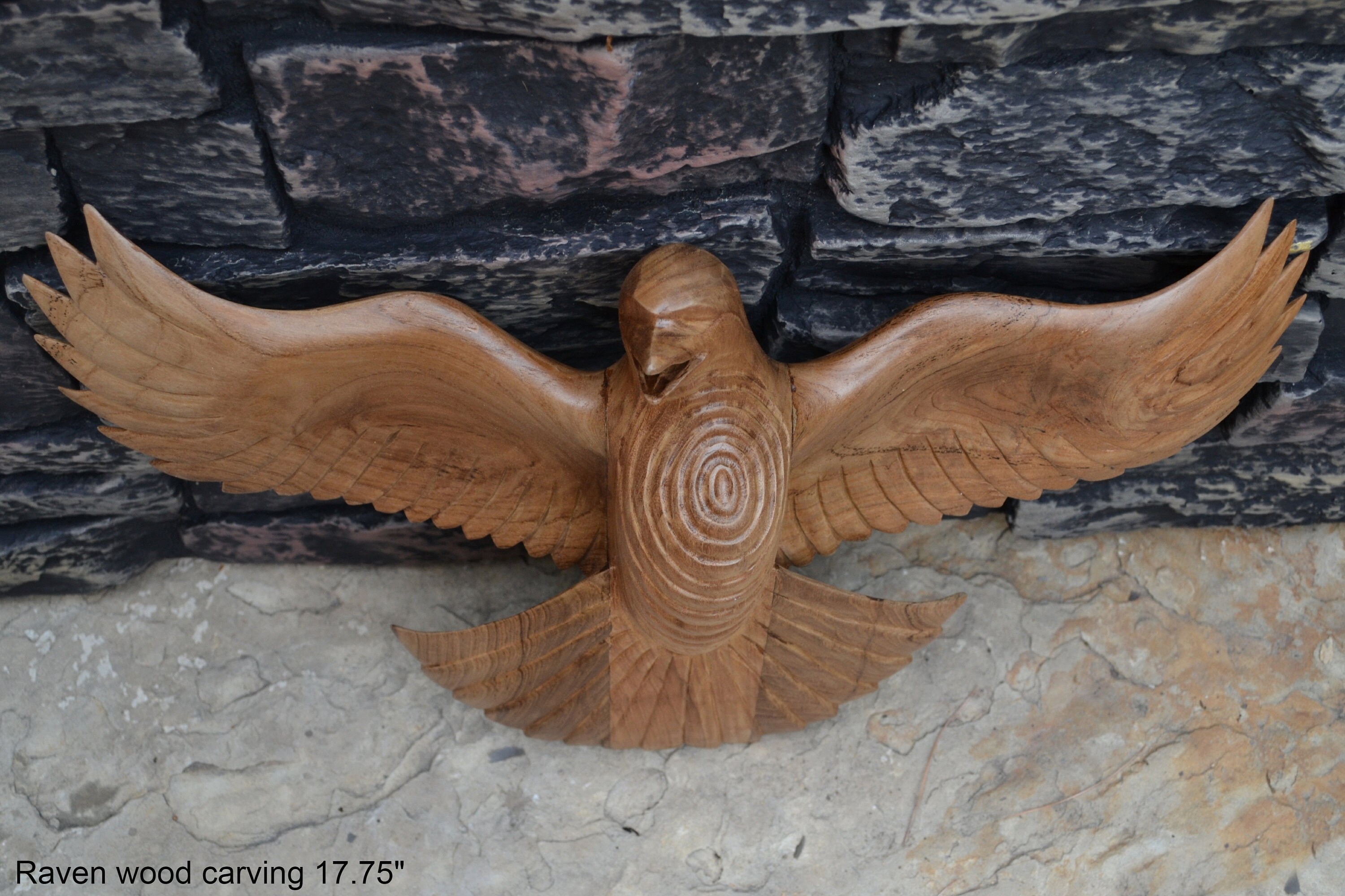 Raven wood carving Hand made 17.5 - Etsy 日本