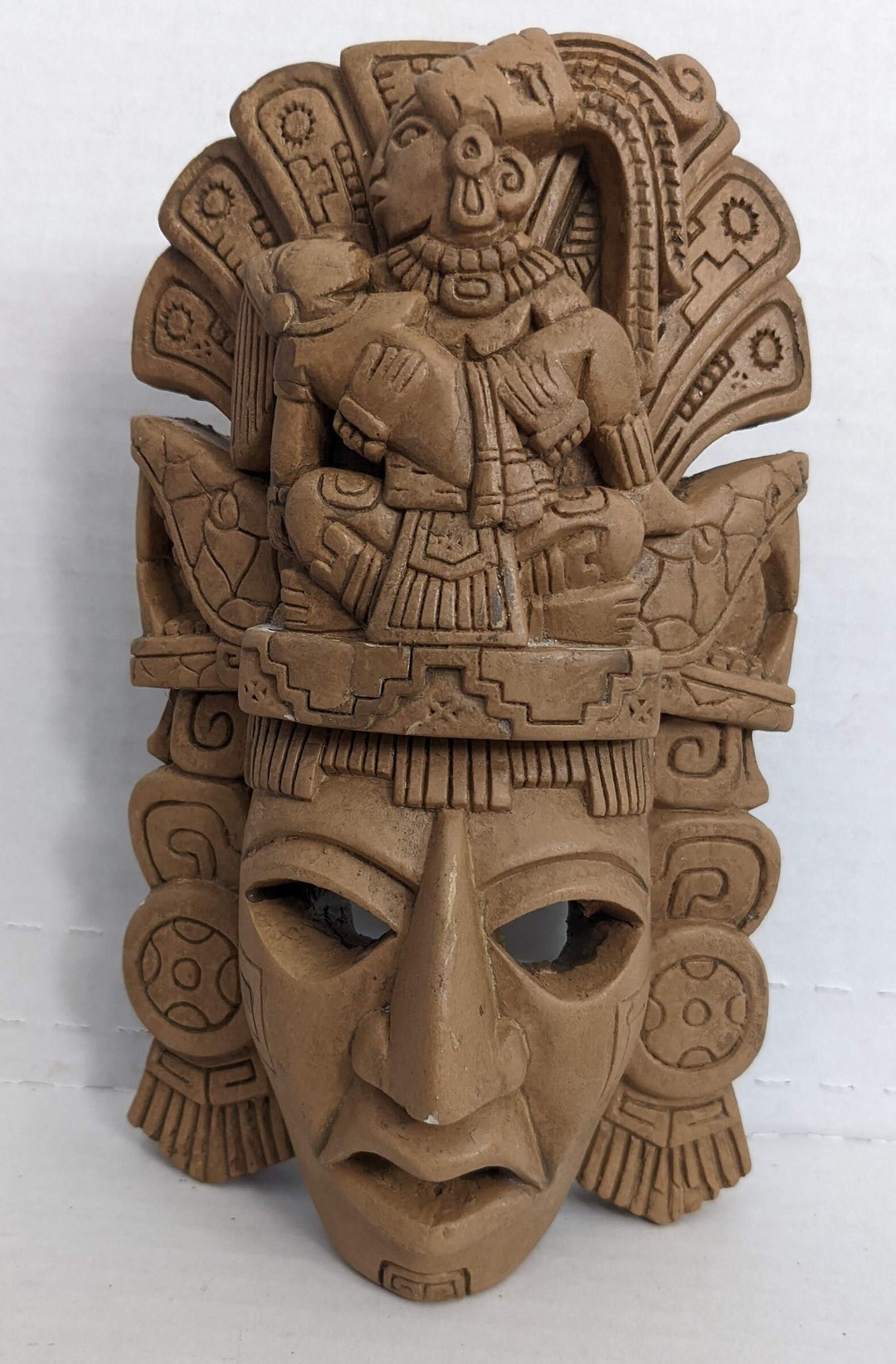 Aztec Mayan Mask Life Death Warrior Holding Woman 7.75" - Etsy