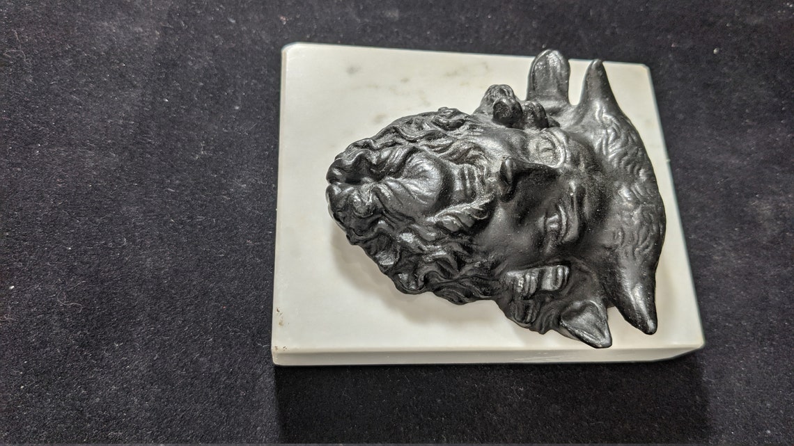 Roman Greek Acheloos Head of Horned God God of Lezoux Bust Sculpture ...