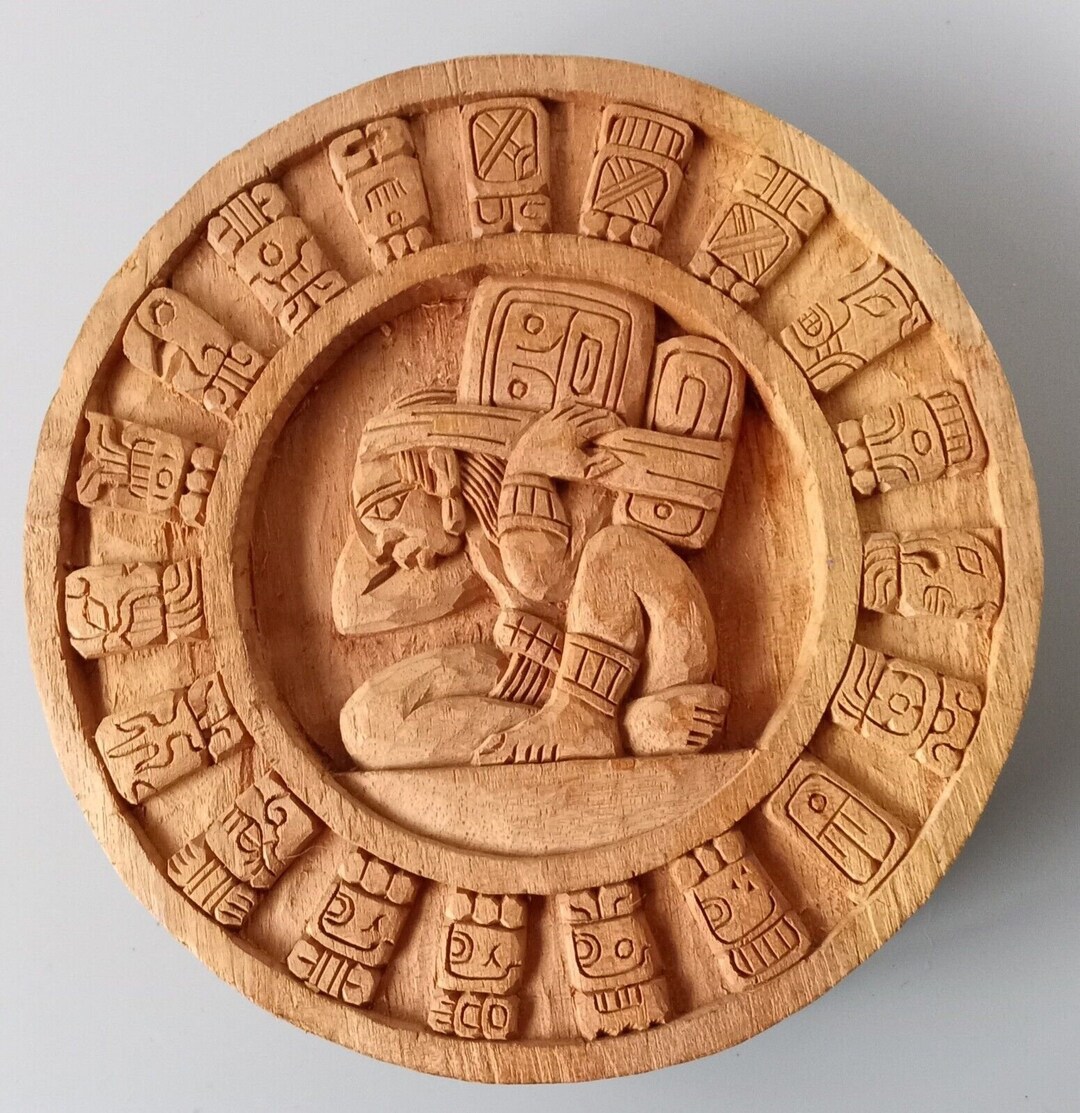 Aztec Mayan Haab Wall Plaque Sculpture8" Wood Carving Hand Made - Etsy