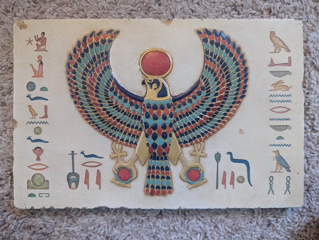 Egyptian Horus Ra Stela Fragment Carving Sculptural Wall Relief Plaque ...