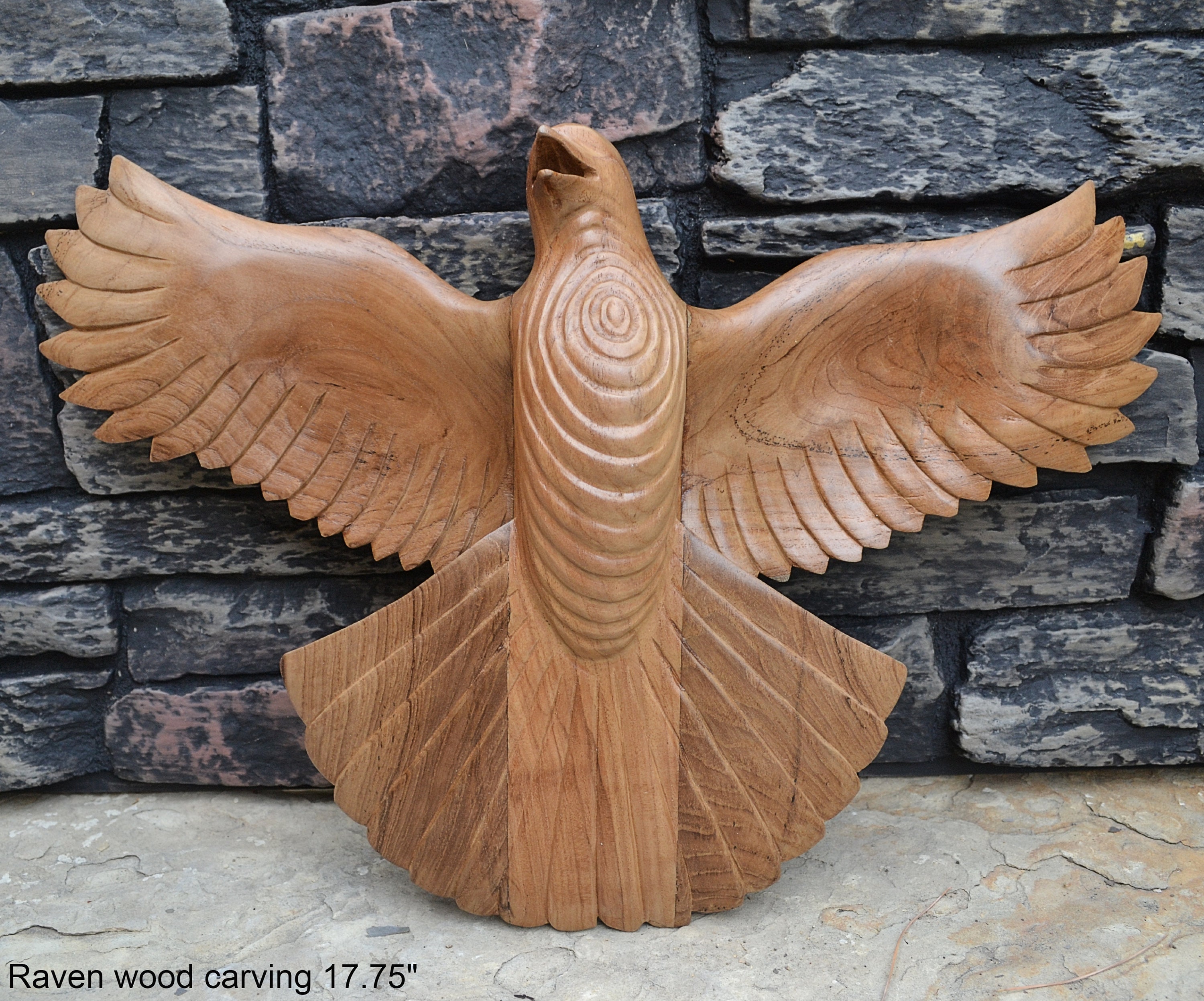 Raven wood carving Hand made 17.5 - Etsy 日本