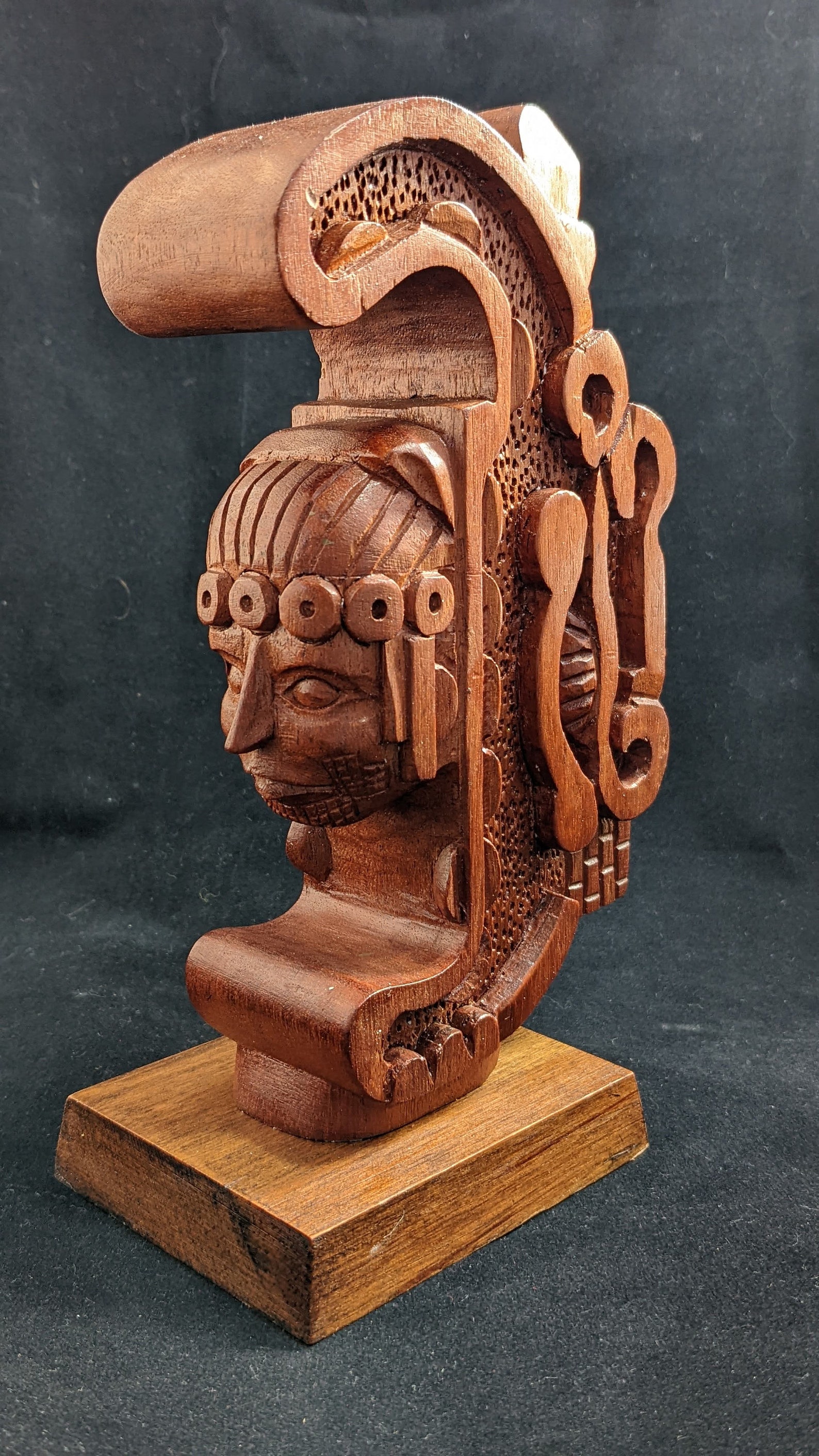 Aztec Mayan Queen of Uxmal Architectural Element Bust Sculpture Wood ...