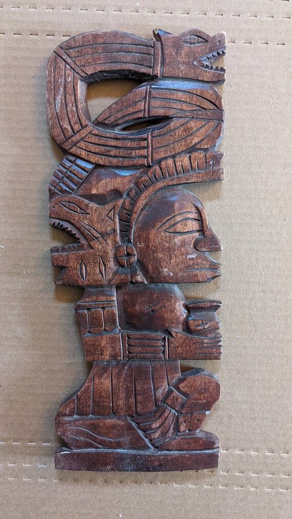 Aztec Maya Sitting Warrior Wood Carving 13 | Etsy